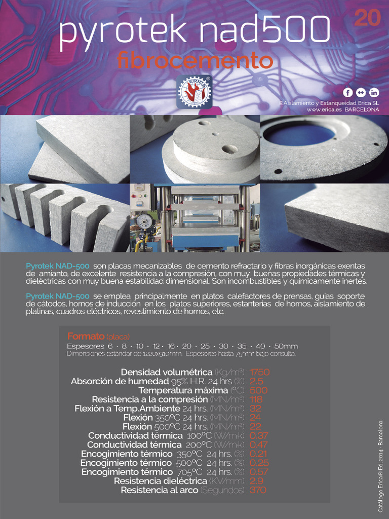 Pyrotek 20-NAD500-ERICA Fibrocemento | PDF