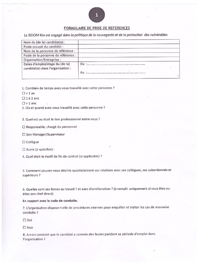 Formulaire de Prise de Reference | PDF