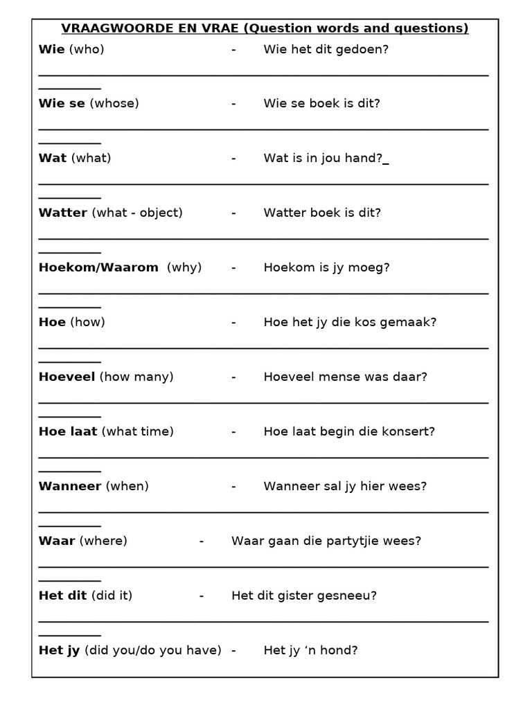 Vraagwoorde | PDF
