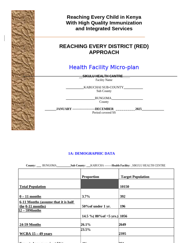 EPI Microplan for Immunization in Bungoma | PDF | Health Sciences | Drugs