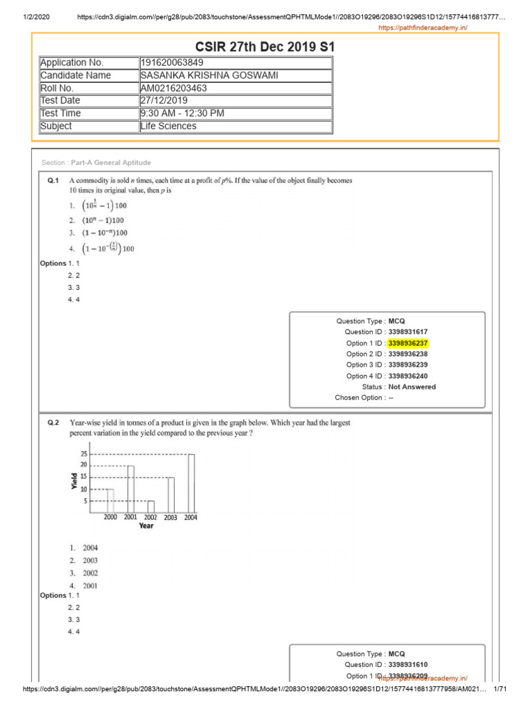 CSIR December 2019 Paper 1 | PDF | Multiple Choice | Standardized Tests