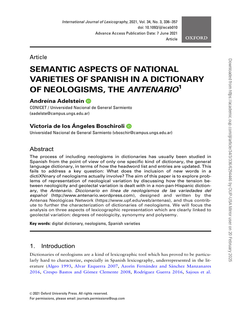 Neologisms in Spanish Varieties Dictionary | PDF | Lexicography | Lexicon