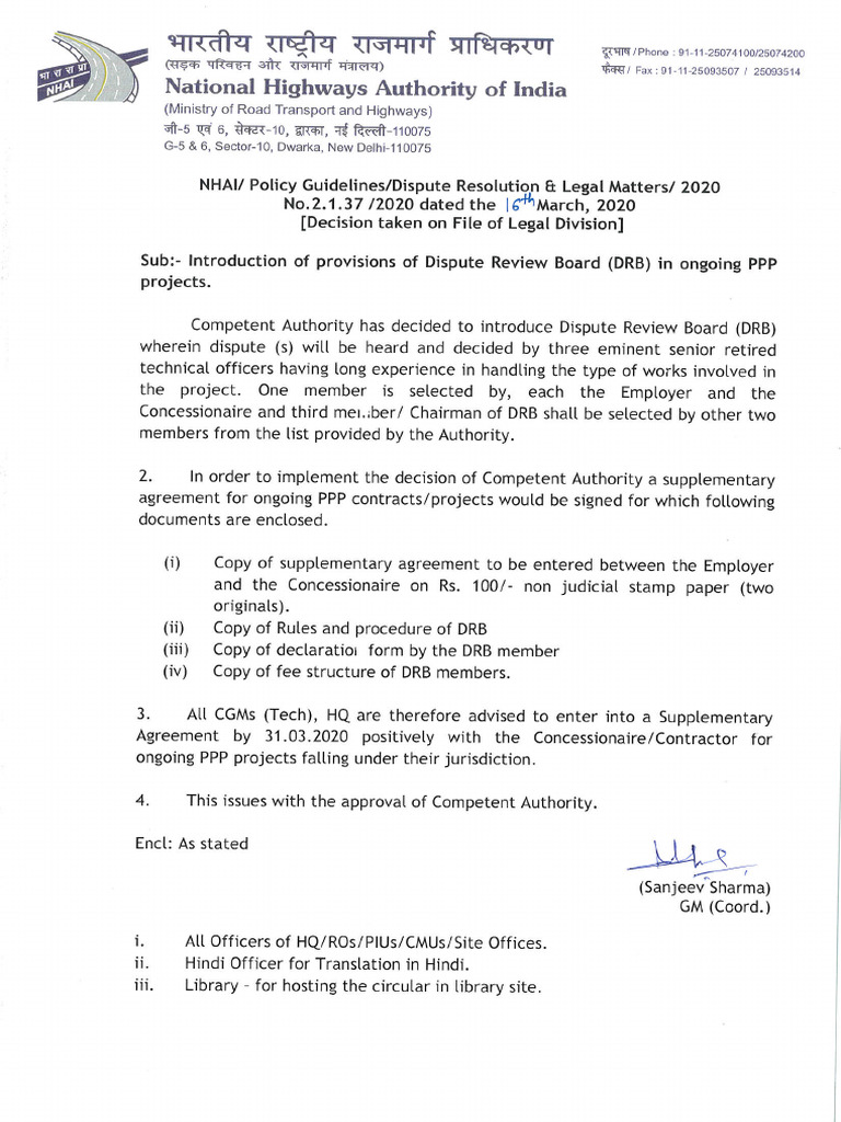 DRB Circular No. 2.1.37 | PDF