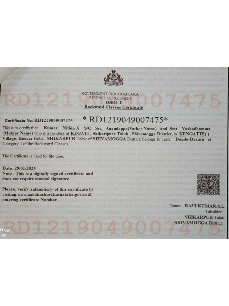 Caste Certificate | PDF