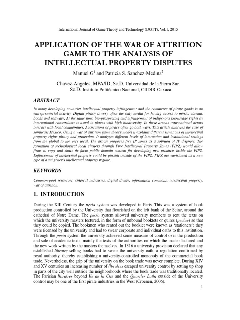 Application of The War of Attrition Game To The Analysis of ...