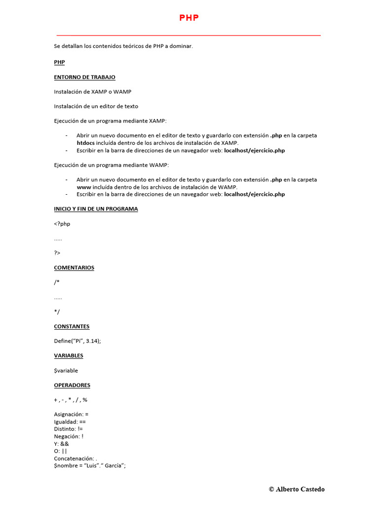 Resumen PHP | PDF | Archivo de computadora | Php