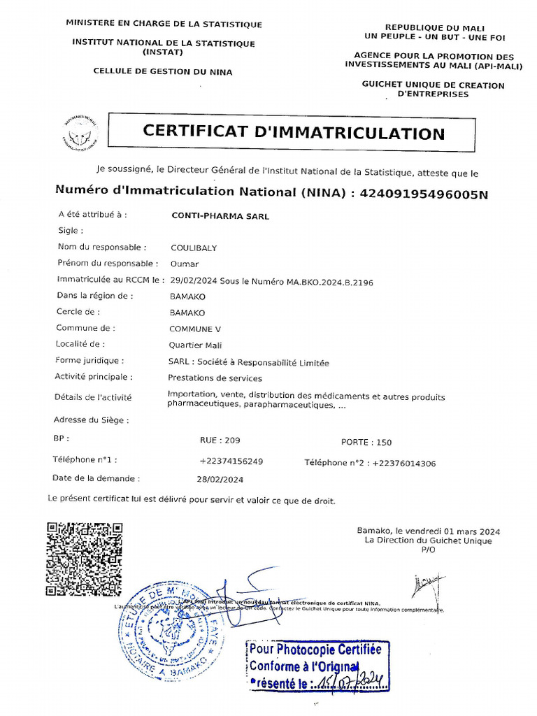 Certificat D'immatriculation | PDF