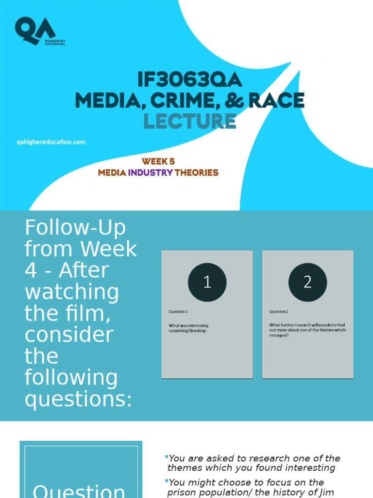 IF3063QA Week 5 Lecture Seminar - Media Industry Theories | PDF