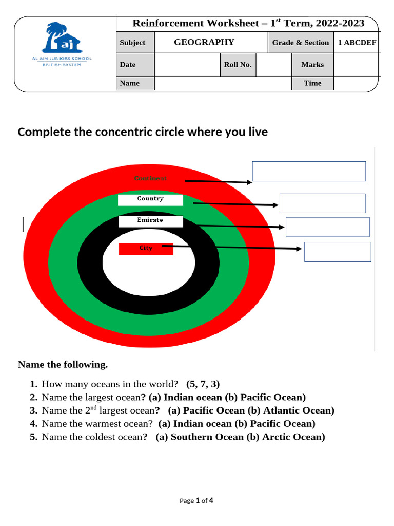 Geography REINFORCEMENT WORKSHEET | PDF