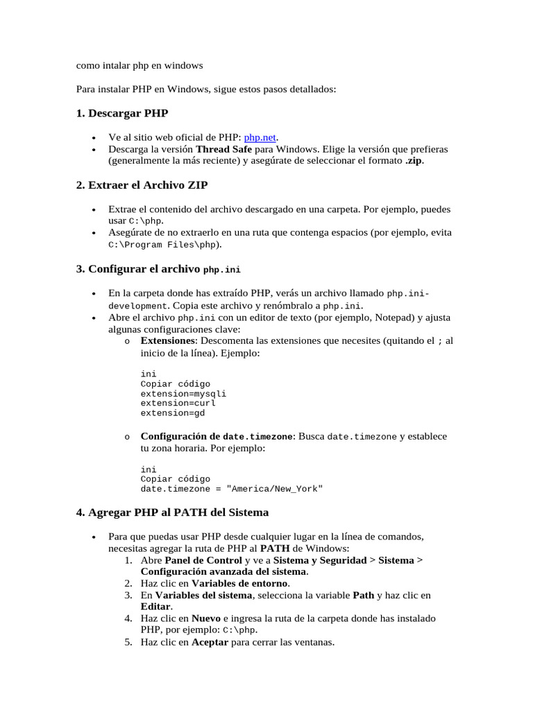 Como instalar php en windows | PDF | Php | Archivo de computadora
