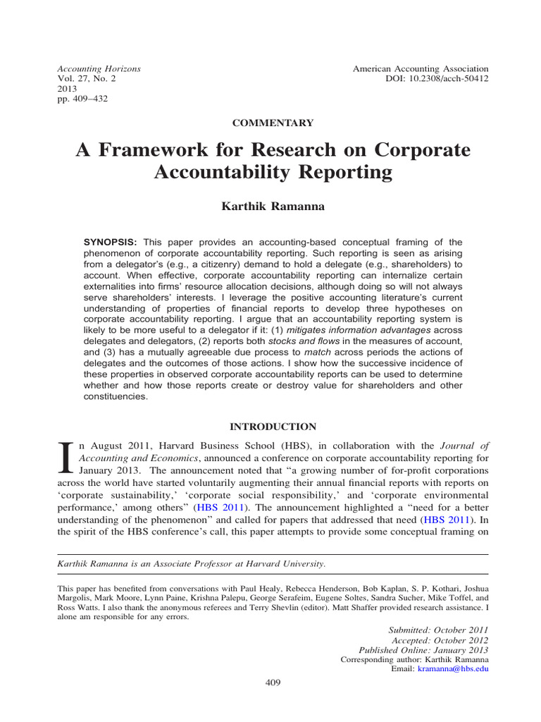 Corporate Reporting Accountability | PDF | Corporate Social ...