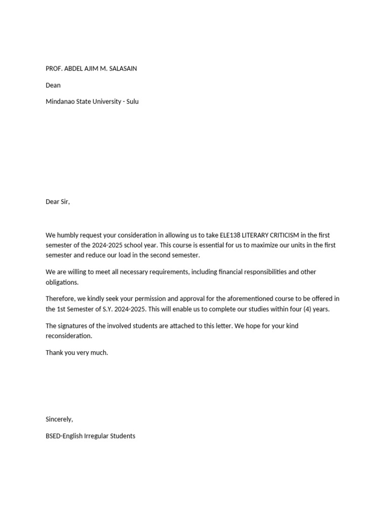 Letter For Requesting | PDF