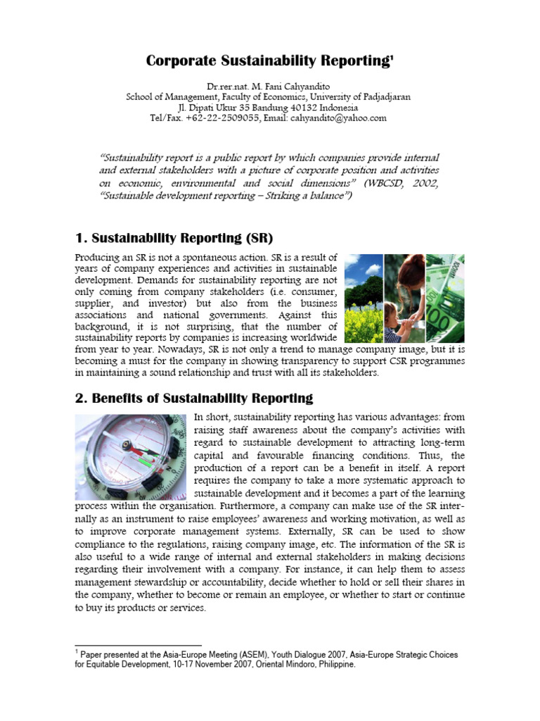Corporate Sustainability Reporting | PDF | Sustainability | Business