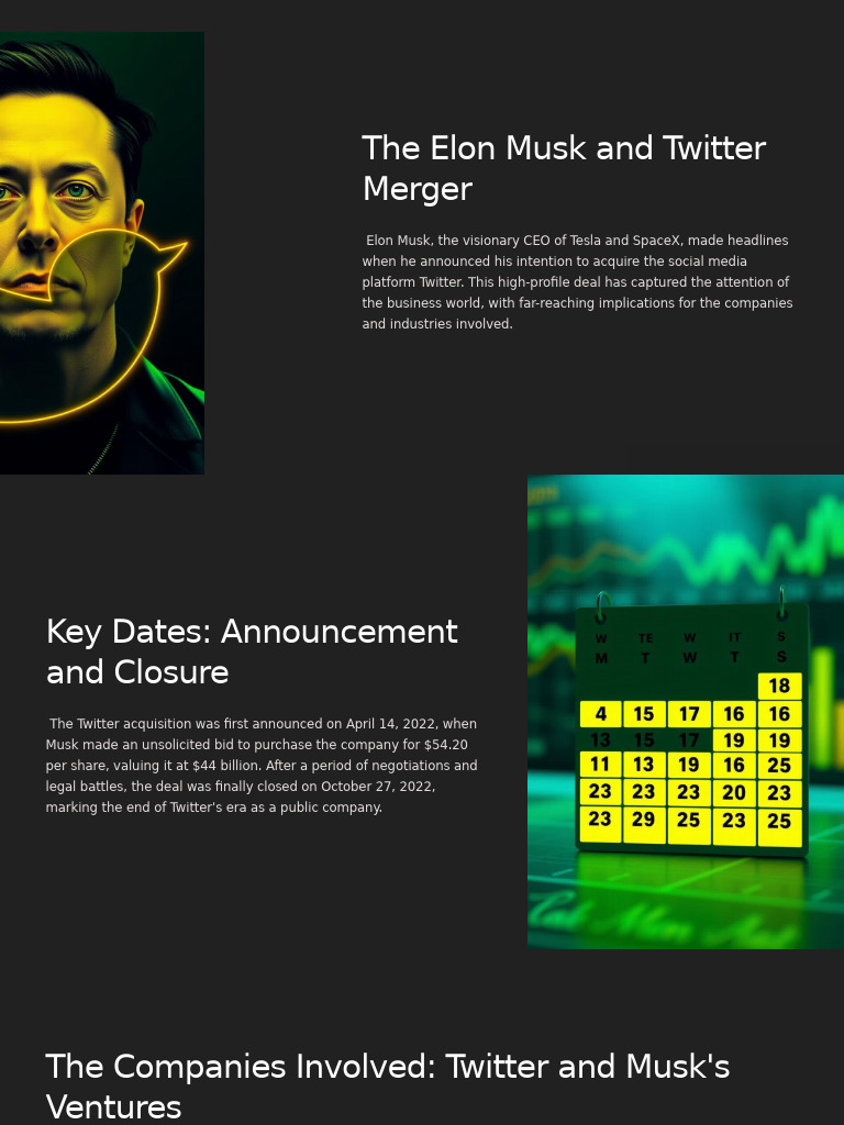 The Elon Musk and Twitter Merger 1 | PDF | Elon Musk | Mergers And ...