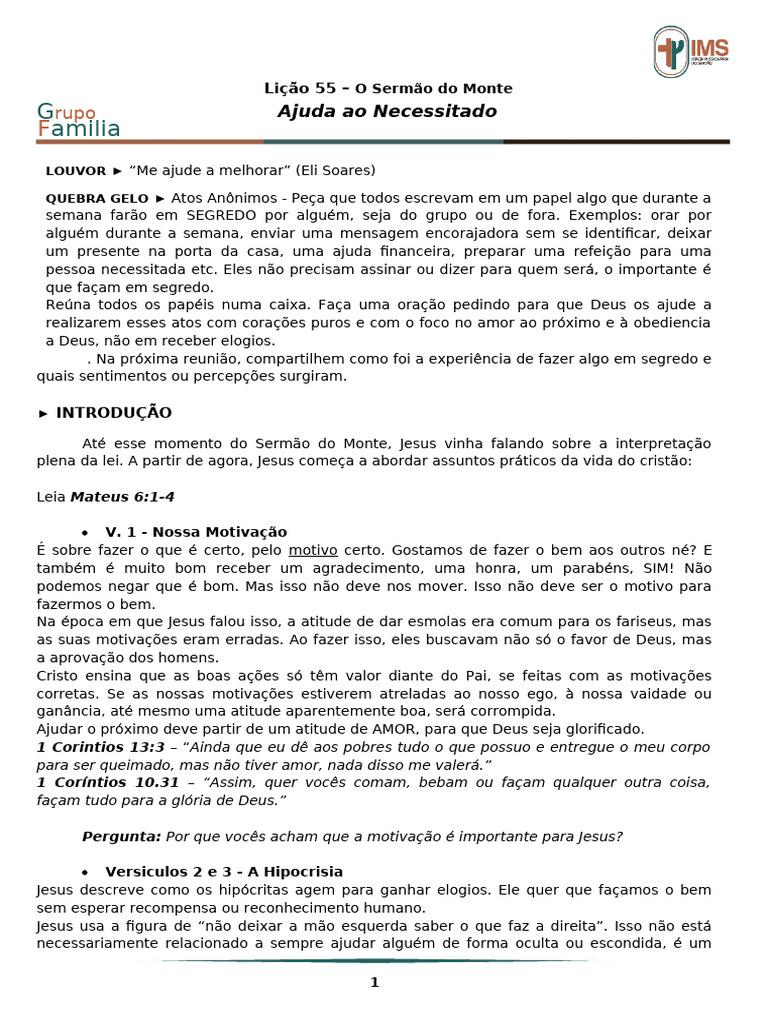 Motivação Cristã Sermão Do Monte Pdf Jesus Amor