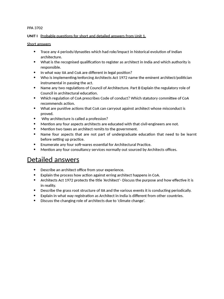 Unit 1 Short Detailed Answer Questions Pdf