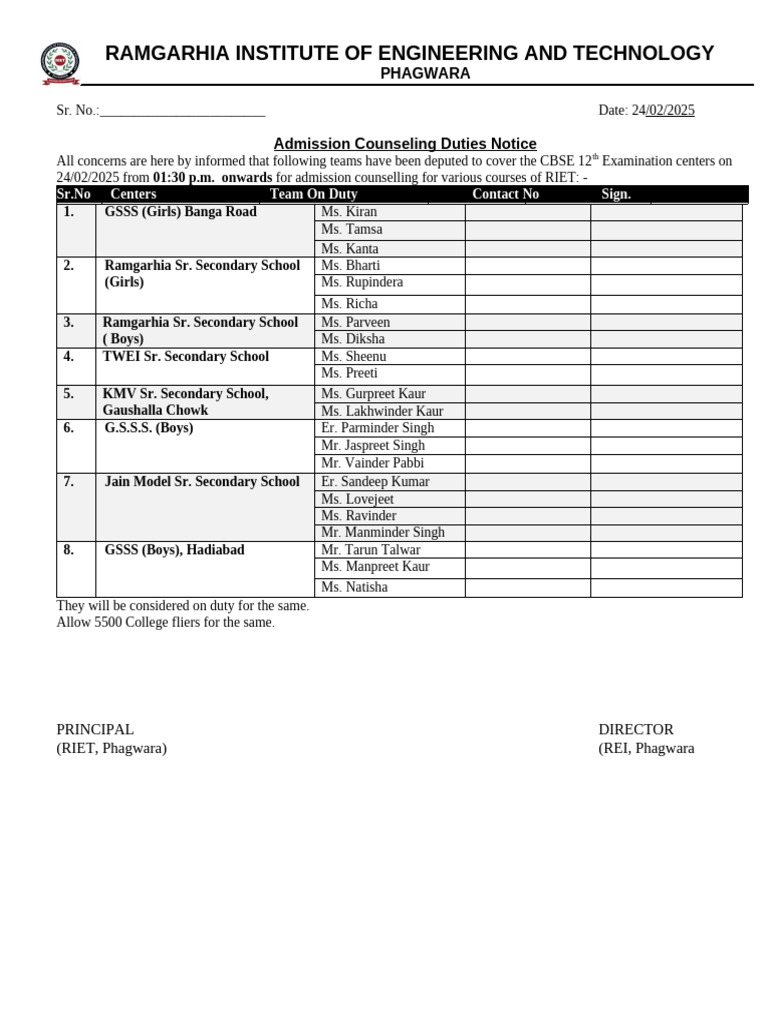 Ramgarhia Institute of Engineering and Technology: Phagwara | PDF