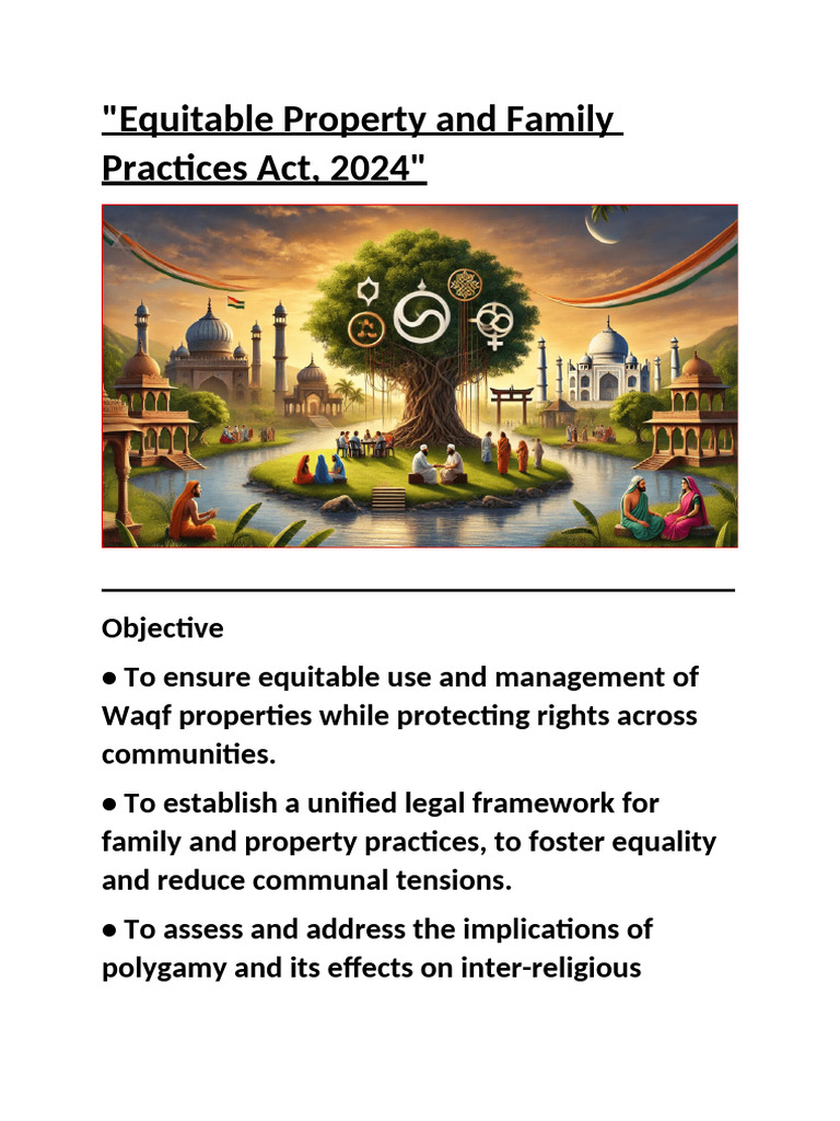 Equitable Property and Family Practices Act | PDF | Marriage | Polygamy