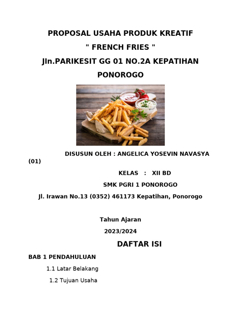 PROPOSAL USAHA FRENCH FRIES-WPS Office-1 | PDF