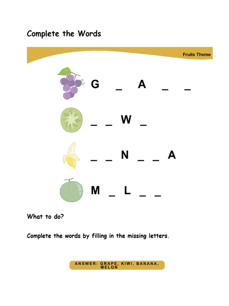 Complete the Words III Eng Literacy Puzzle | PDF