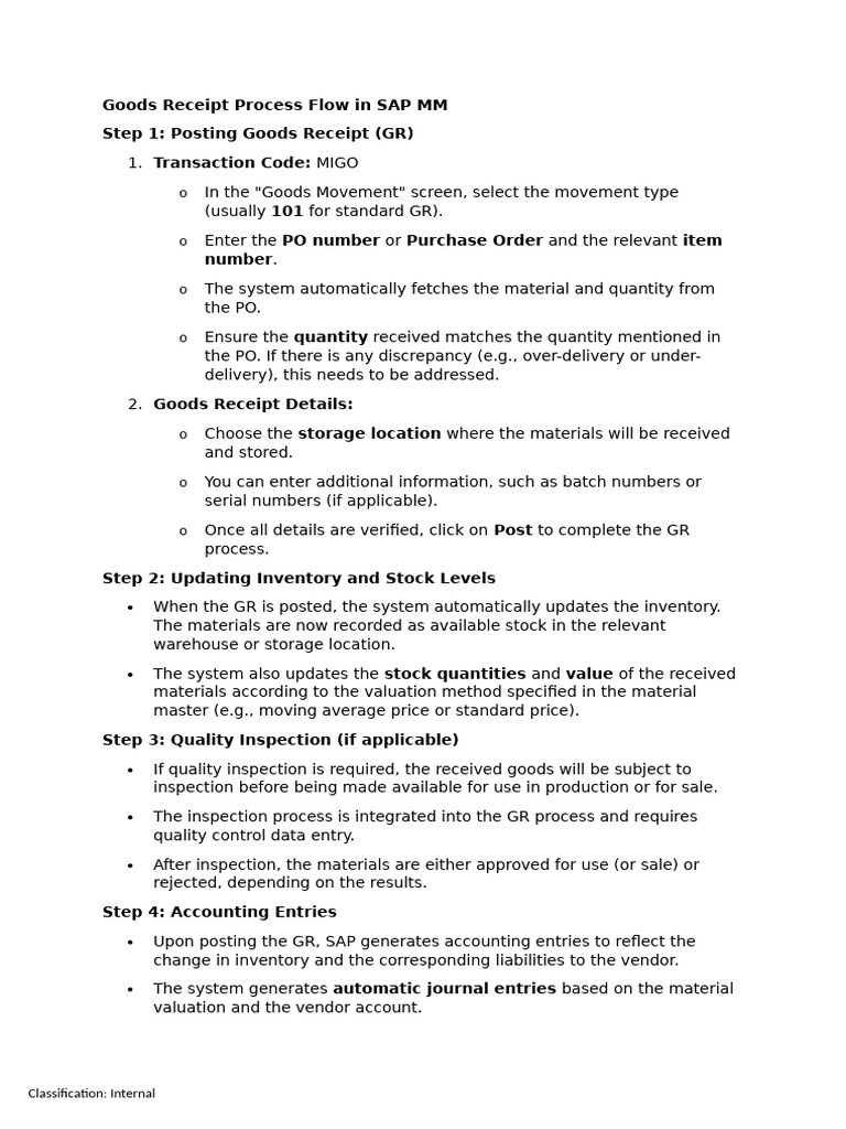 Goods Receipt Process Flow in SAP MM | PDF | Receipt | Inventory