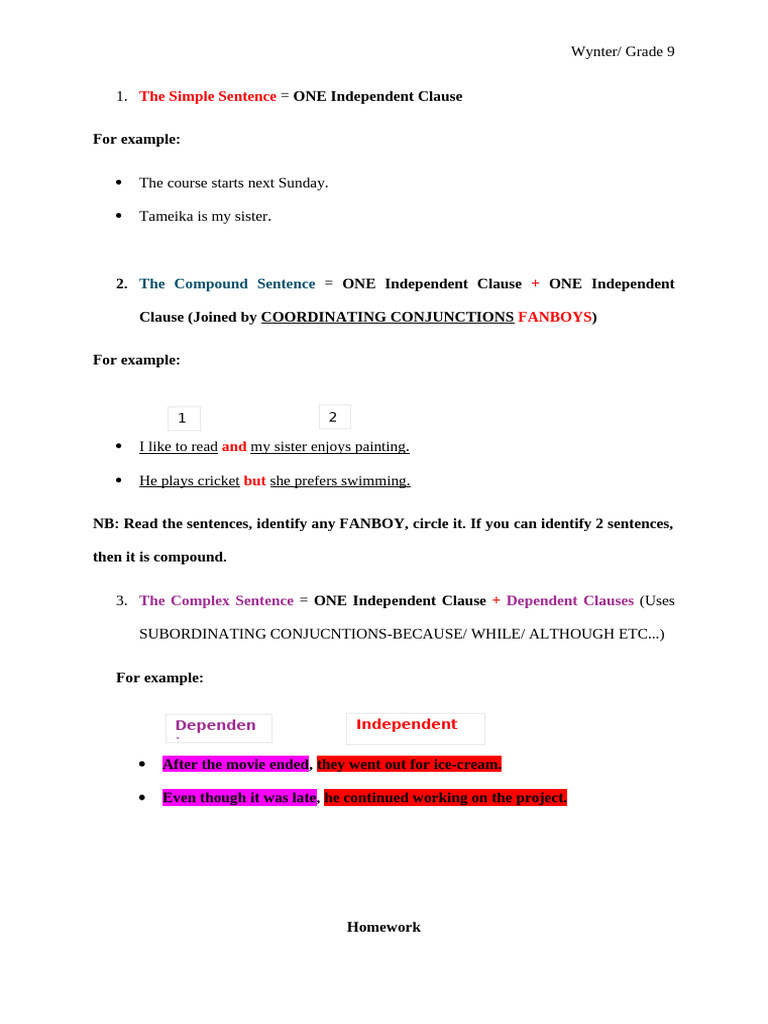 Types of Sentences for Grade 9 | PDF