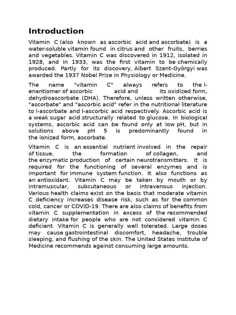 Chemistry Project | PDF | Vitamin C