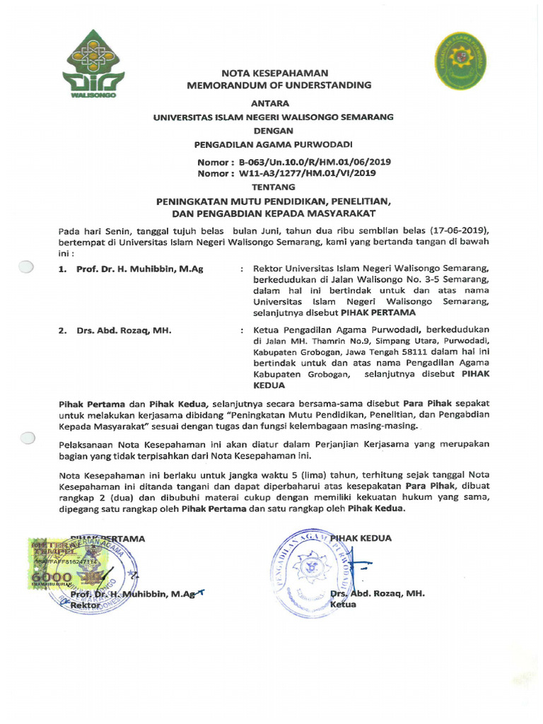 MoU Walisongo | PDF