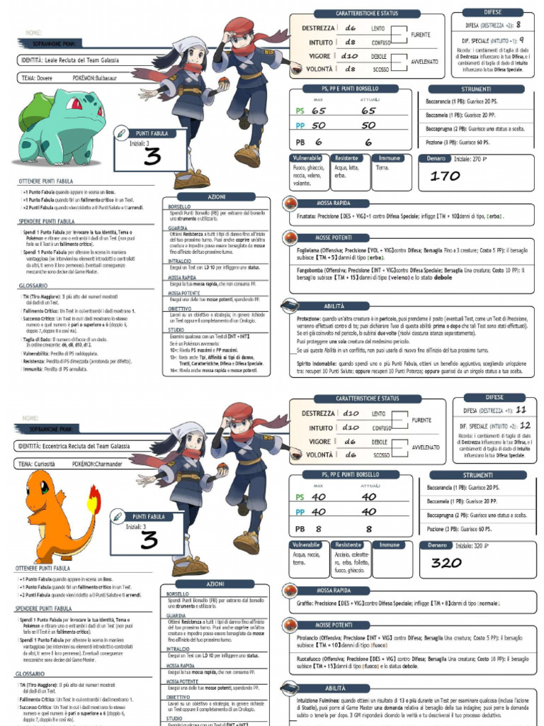 Personaggi Prima Gen | PDF