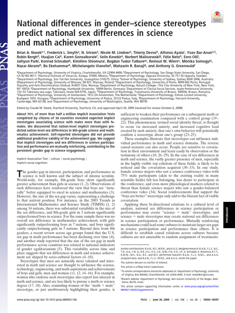 Nosek Et Al 2009 National Differences in Gender Science Stereotypes ...