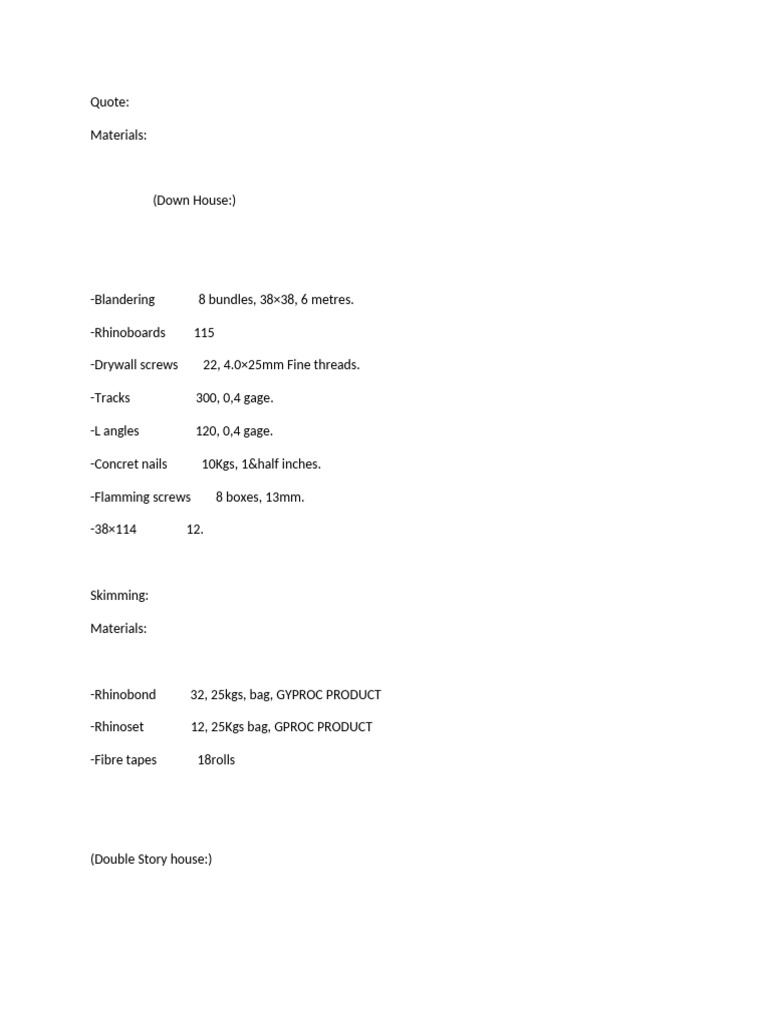 Construction Materials Quote | PDF