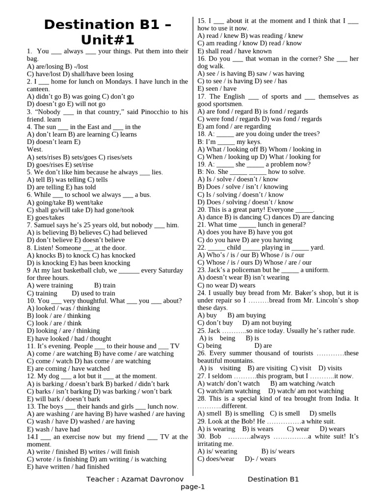 English Grammar Exercises B1 | PDF
