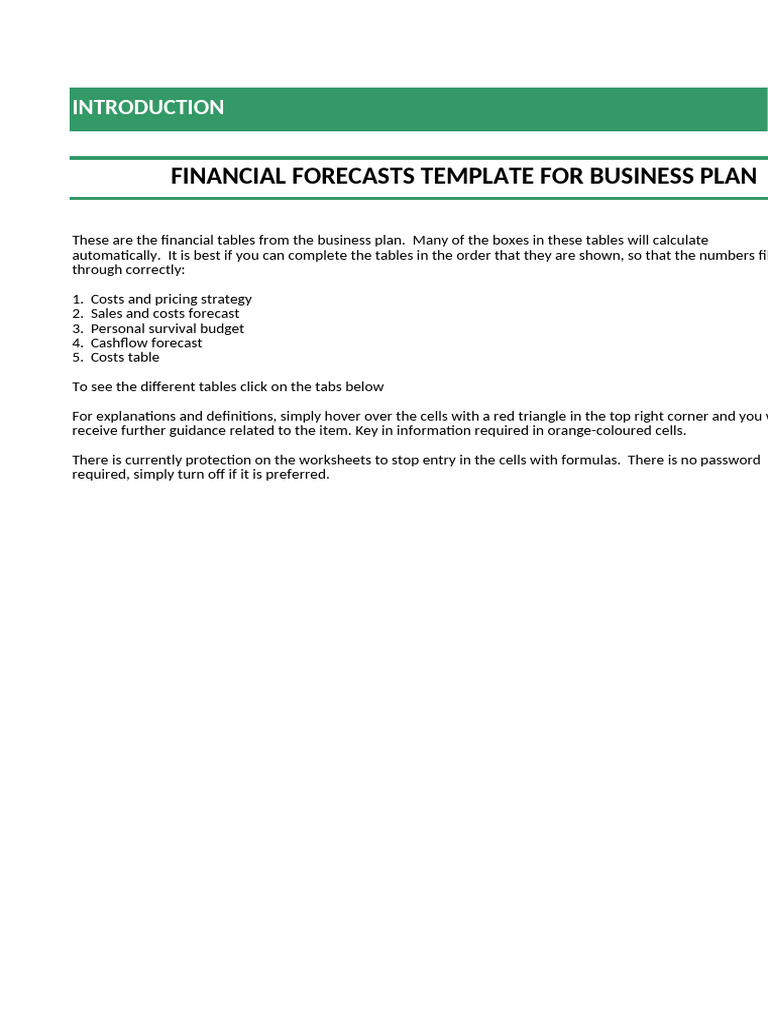 Business Plan Financial Forecast Template | PDF | Financial Accounting ...