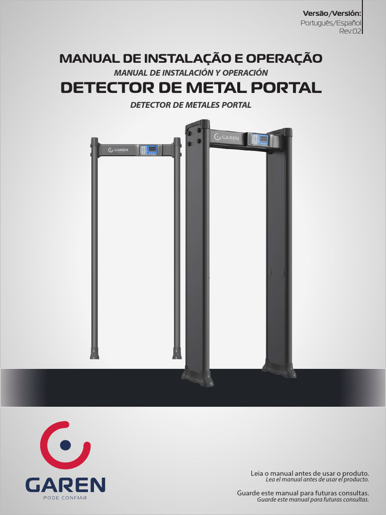 Manual do Detector de Metal Portal | PDF | Fonte de energia | Detector ...