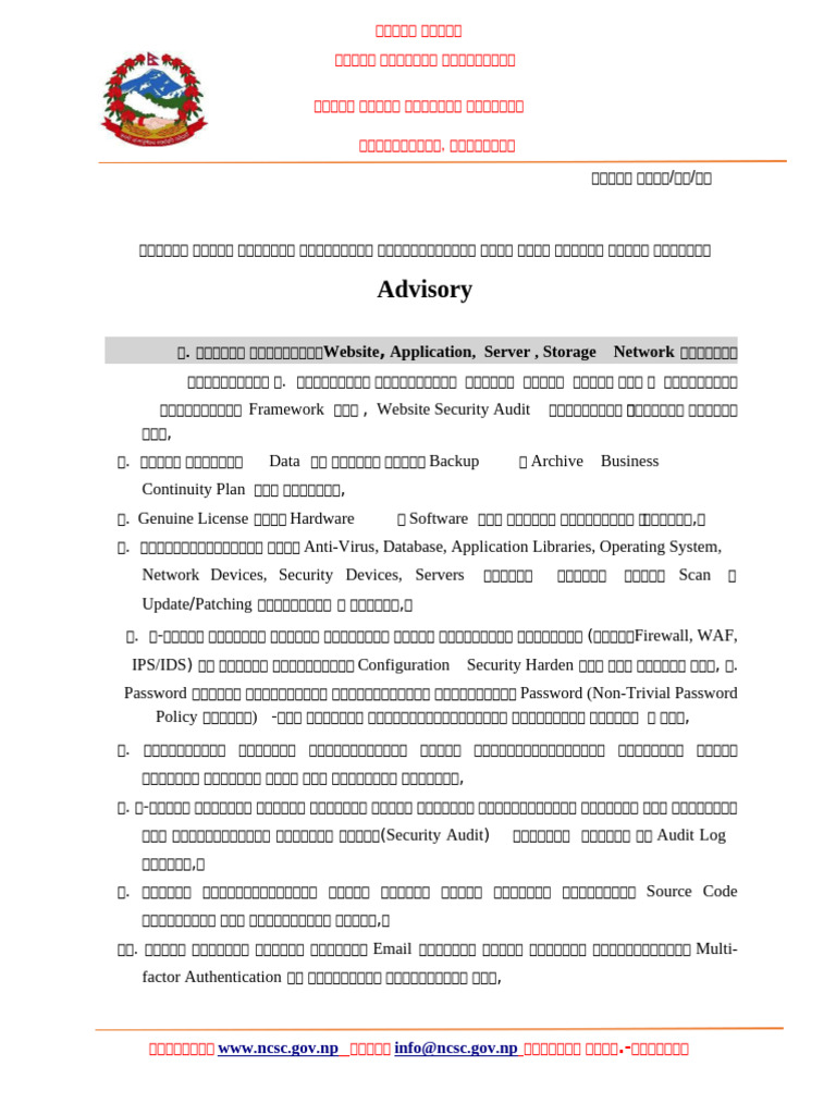 Nepal Governement Cyber Security | PDF