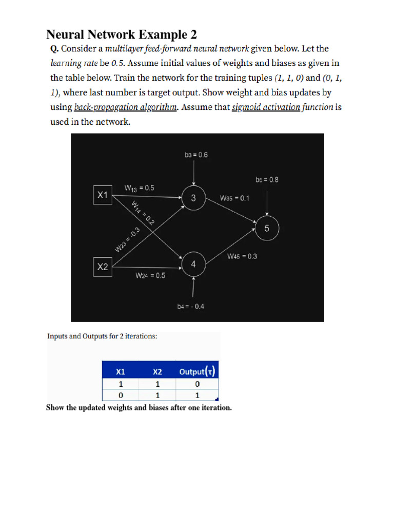 Neural Network Example and Activation Functions Summary | PDF