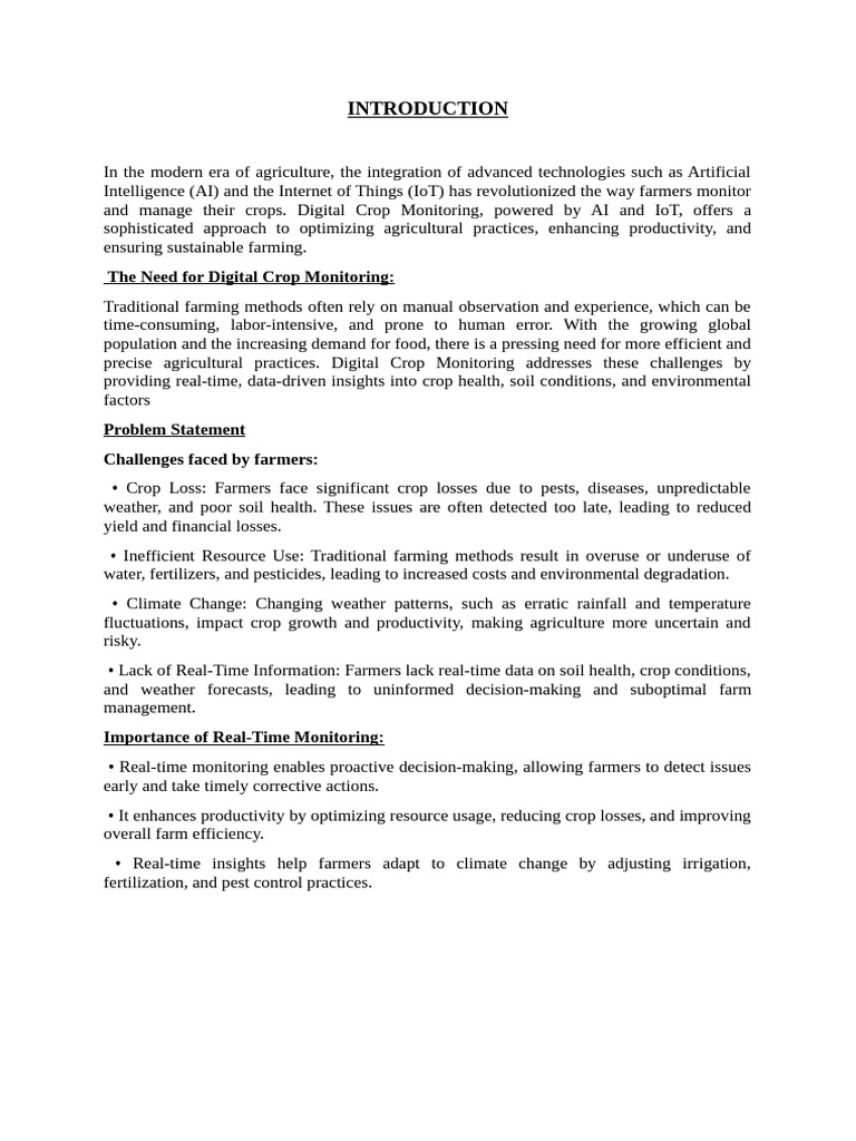 Digital Crop Monitoring Using AI & IOT | PDF | Agriculture | Internet ...