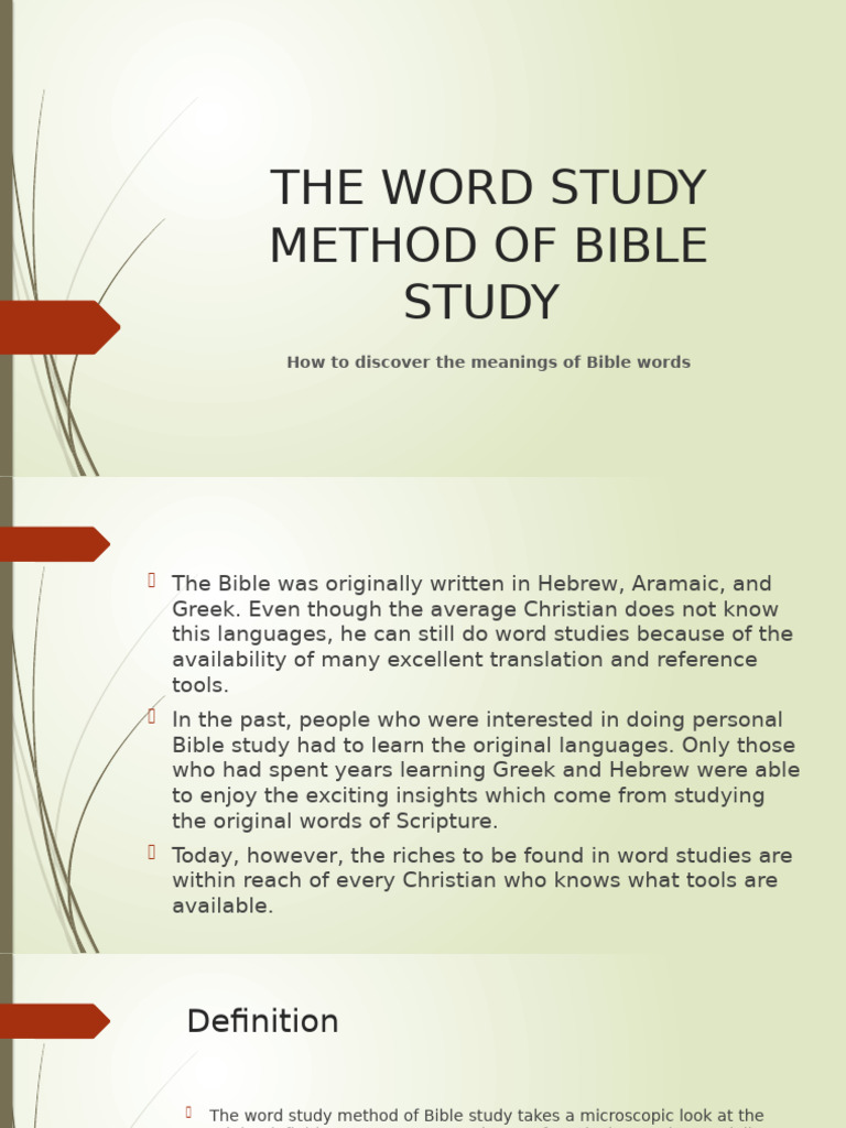 The Word Study Method of Bible Study | PDF | Bible | The Gospel