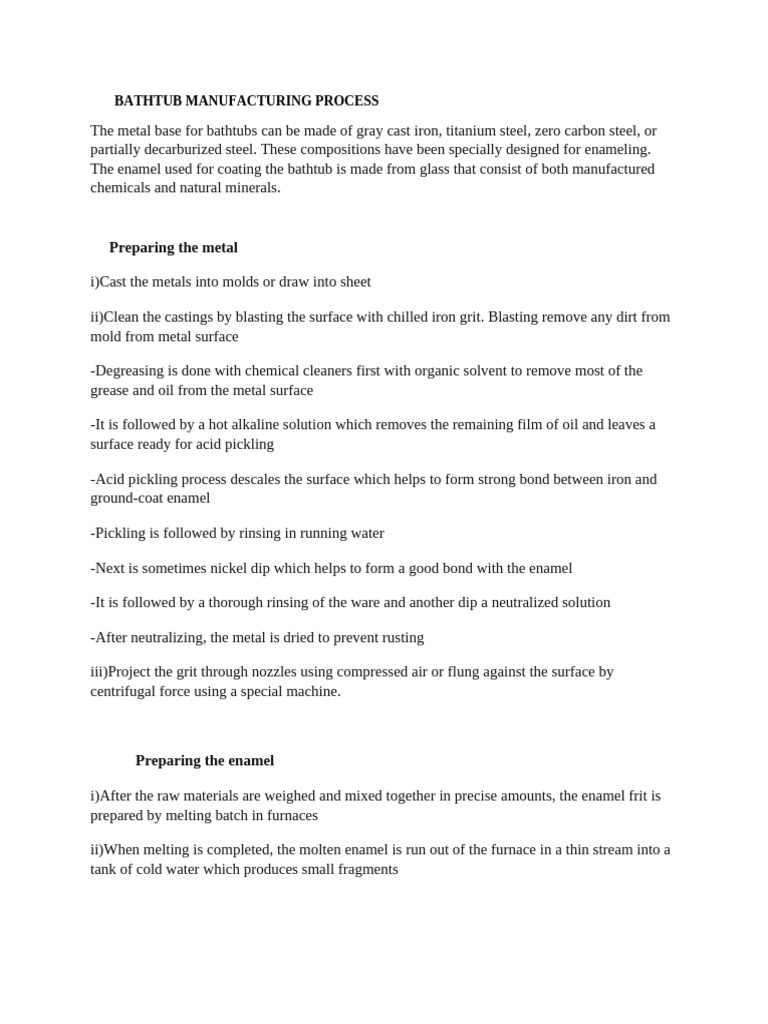 Bathtub Manufacturing Process Explained | PDF | Plastic | Fiberglass
