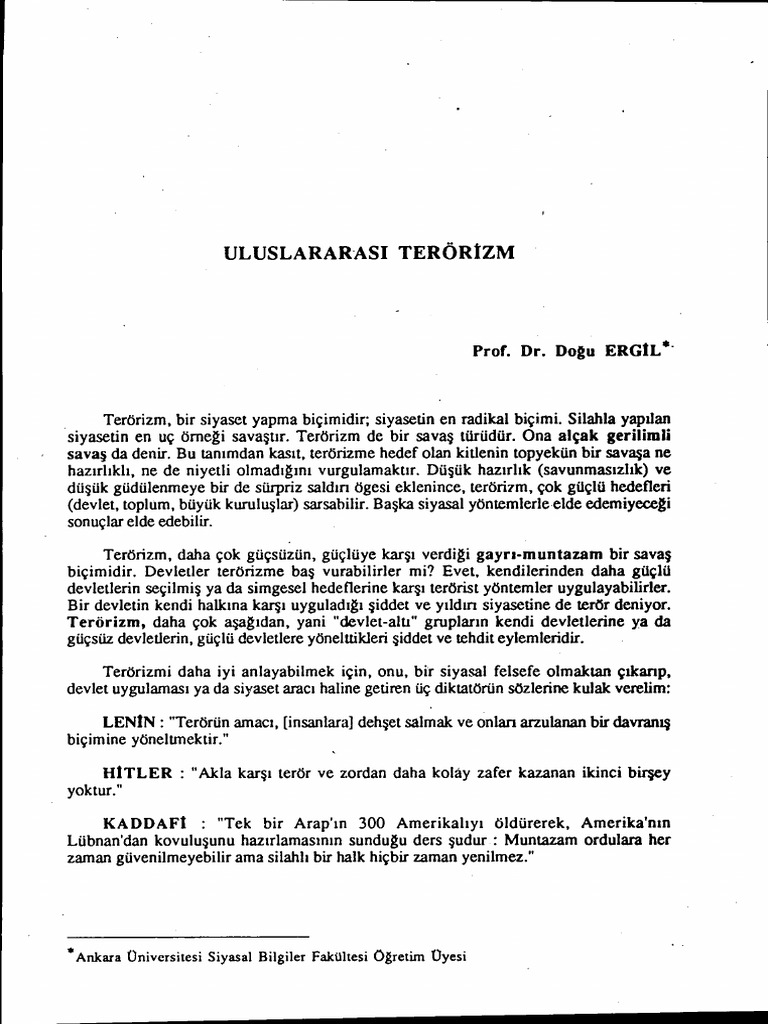 Uluslararası Terörizm Doğu Ergil | PDF