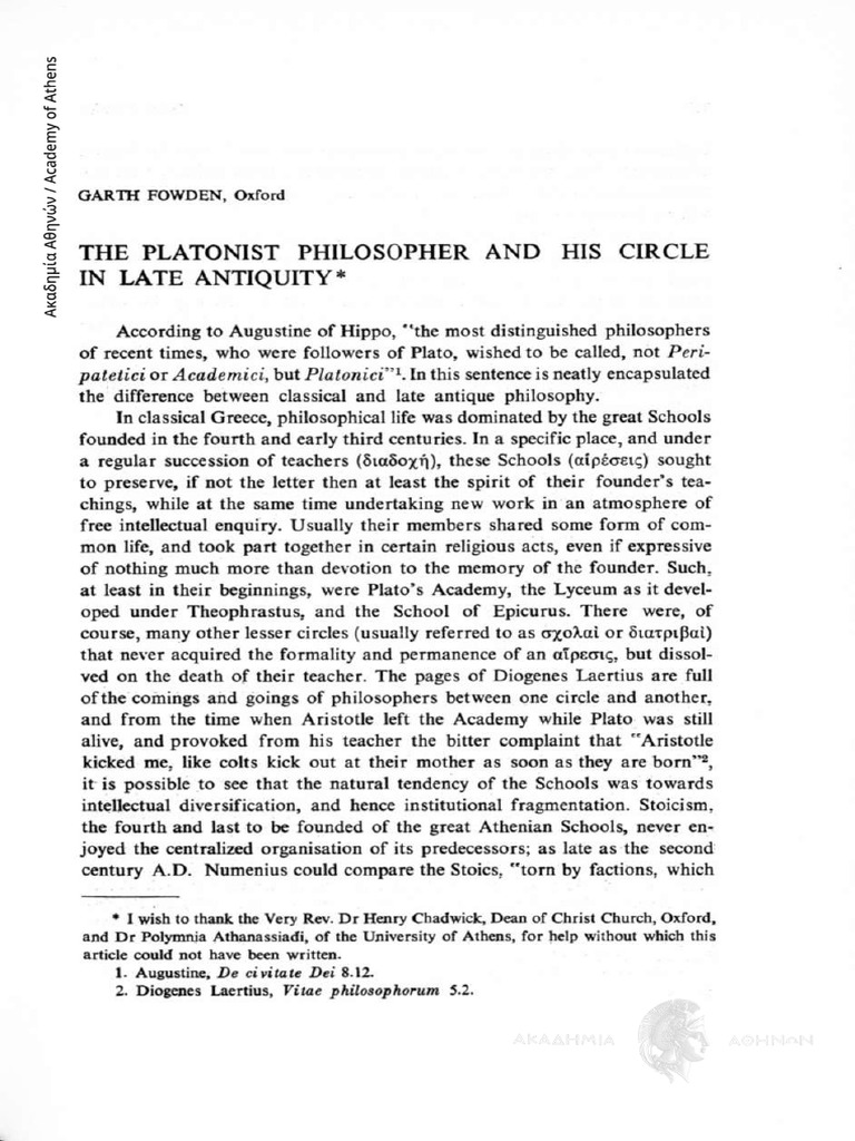 The Platonist Philosopher and His Circle | PDF