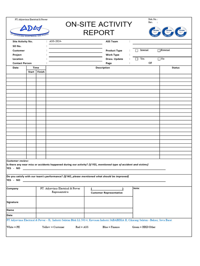 On-Site Activity Report Template | PDF | Indonesia