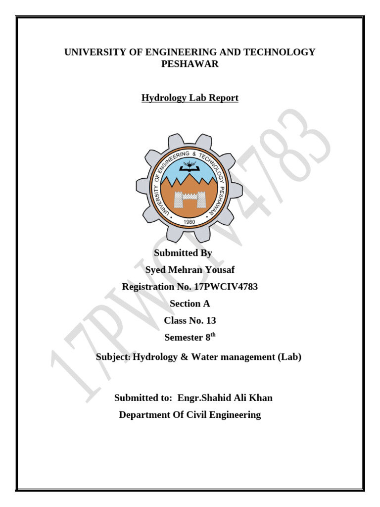 Hydrology Lab Report by Syed Mehran Yousaf After Mid Term | PDF | Fluid ...