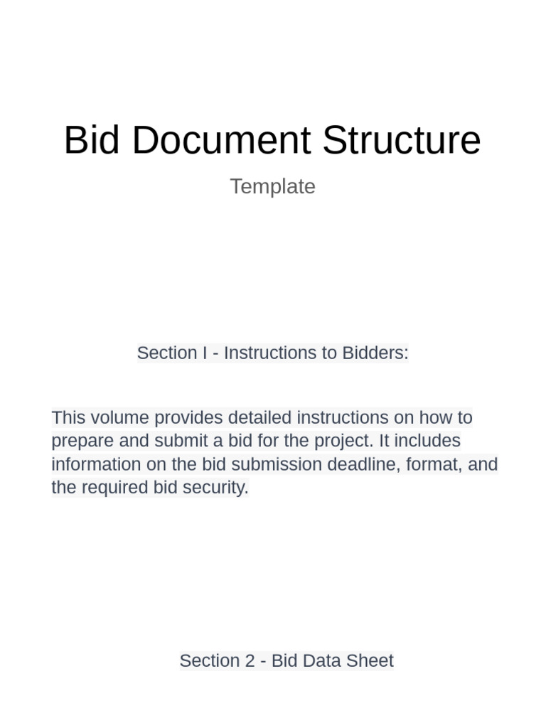 Bid Document Structure Overview | PDF