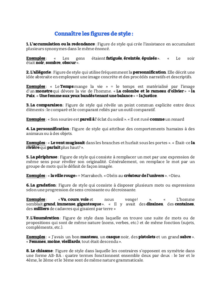 Figures de style : Guide et exercices | PDF | Techniques de rhétorique