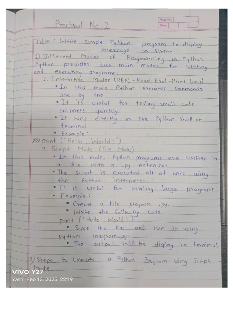 Python programming practical no.2 | PDF