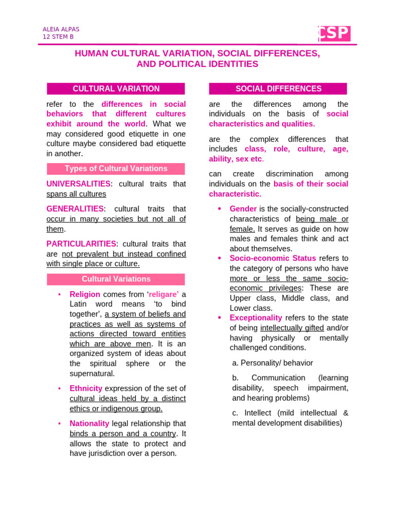 1 - Human Cultural Variation, Social Differences | PDF | Society ...