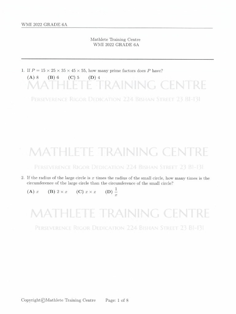 MTC 2022 WMI Paper 6A | PDF