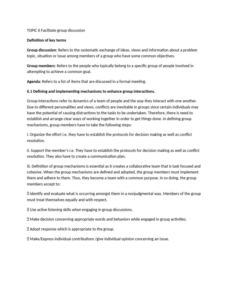 TOPIC 6 Facilitate Group Discussion-1 | PDF | Communication | Information