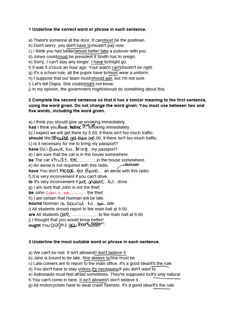 English Modals and Sentence Transformations | PDF